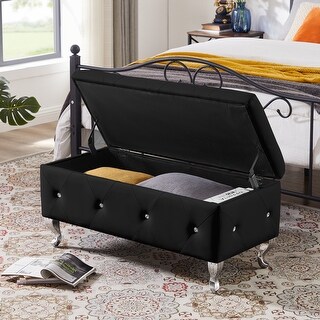 Storage Bench Flip Top Entryway Bench Seat with Safety Hinge&Padded ...