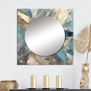 Designart "Blue Gold Transcendent Liquid Ink I" Abstract Marble Wall ...