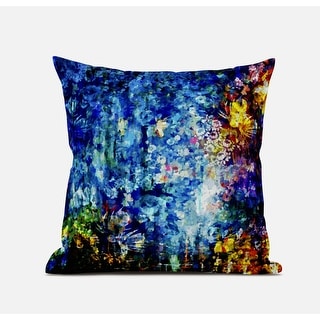 18" Bright Blue Yellow Springtime Suede Throw Pillow - Bed Bath ...