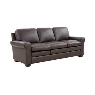 Porter Designs Parma Transitional Genuine Leather Key Arm Sofa, Brown ...