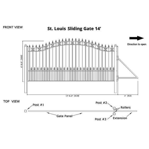ALEKO Steel Single Sliding 14 ft Driveway Gate St. Louis Style with ...