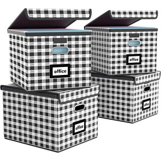 Decorative File Organizer Boxes Office Document Storage with Lids ...
