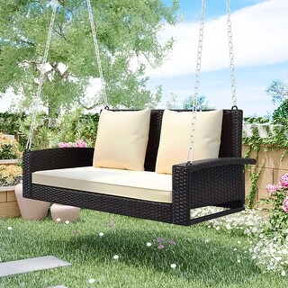 2-Person Wicker Hanging Porch Swing - Bed Bath & Beyond - 38406717