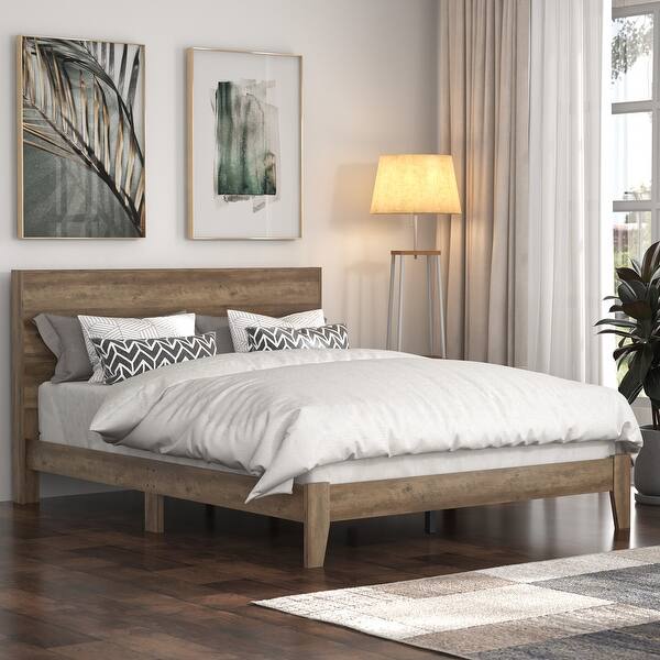 GALANO Layton Wood Frame Queen Platform Platform Bed with Headboard ...