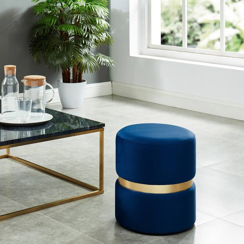 Silver Orchid Markus Round Modern Ottoman - Overstock - 27801969