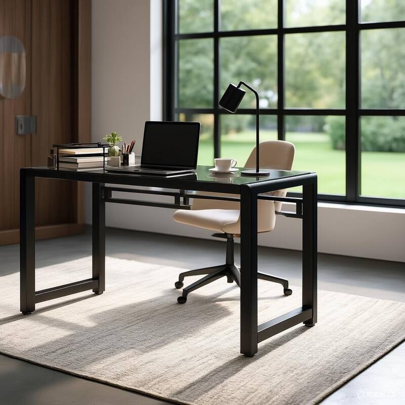 Moder Tempered Glass Computer Desk Waterproof Office Table for Home ...