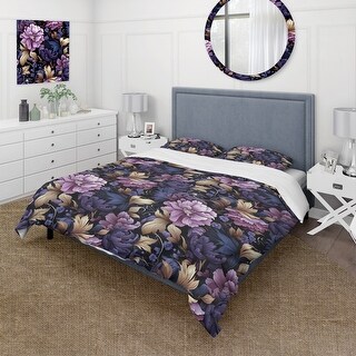 Designart "Darkened Dreams Moody Patterns" Gold Cottage Bedding Cover ...