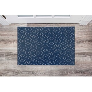 DIAMOND HATCH NAVY Doormat By Kavka Designs - Bed Bath & Beyond - 38247845
