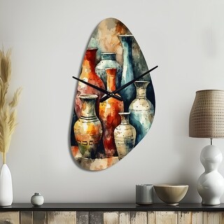 Orange And Green Boho Pottery - Boho Pottery Large Wall Clocks ...