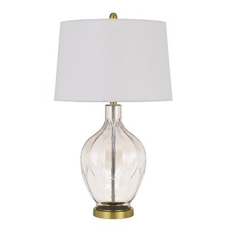 29 Inch Glass Table Lamp with Dimmer, Round, Clear and Brass - 29.7 L X ...