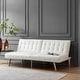 Tufted Mid-Century Modern Split Back Futon Sofa Couch Bed with Chrome ...