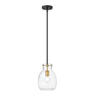 Bella 1 Light 8 inch Matte Black + Olde Brass Mini Pendant Light - Bed ...