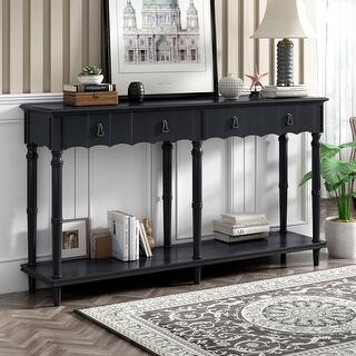 Country Console Table with 4 Front Facing Storage Drawers and 1 Shelf ...