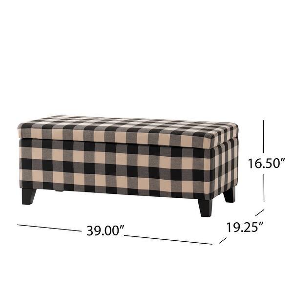 Breanna Checked Upholstered Storage Ottoman by Christopher Knight Home ...