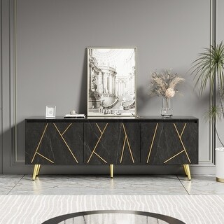 Modern Media Console Table TV Stand with Large Storage Cabinet for ...