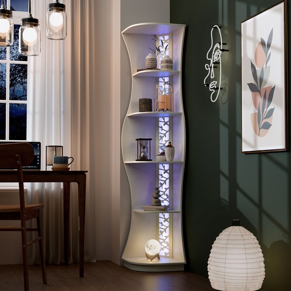 Furniture of America Stonebridge Modern Wood Hill Curvy 5 Shelf Corner Bookcase On Sale Bed Bath Beyond 20254922