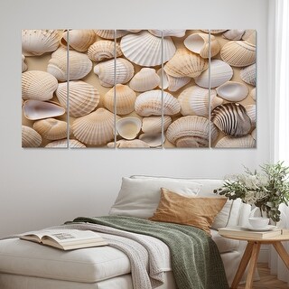 Designart "Beige Clam Seashell Symphony II" Clam Multipanel Wall Art ...