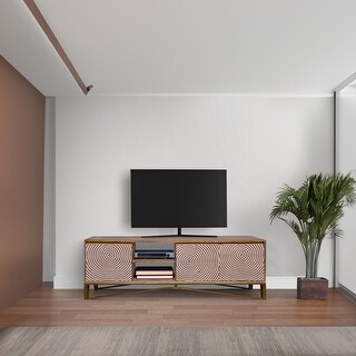 Ally 57 Inch TV Media Entertainment Cabinet Console, Mango Wood With ...