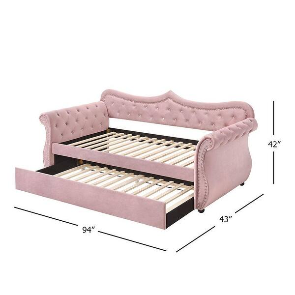 ACME Adkins Daybed and Trundle in Pink Velvet - Bed Bath & Beyond ...