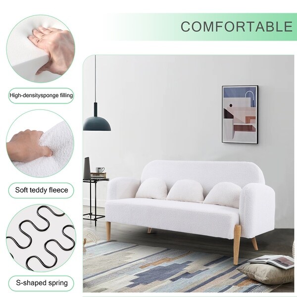 Double Corner Folding Sofa Bed Two Throw Pillows White