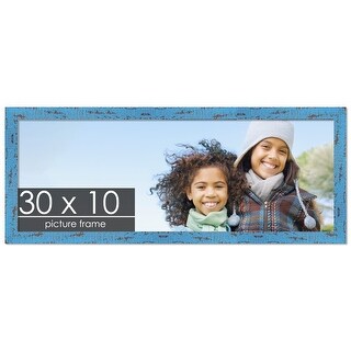 30x10 Shabby Chic / Farmhouse Blue Wood Panoramic Frame - UV Acrylic ...
