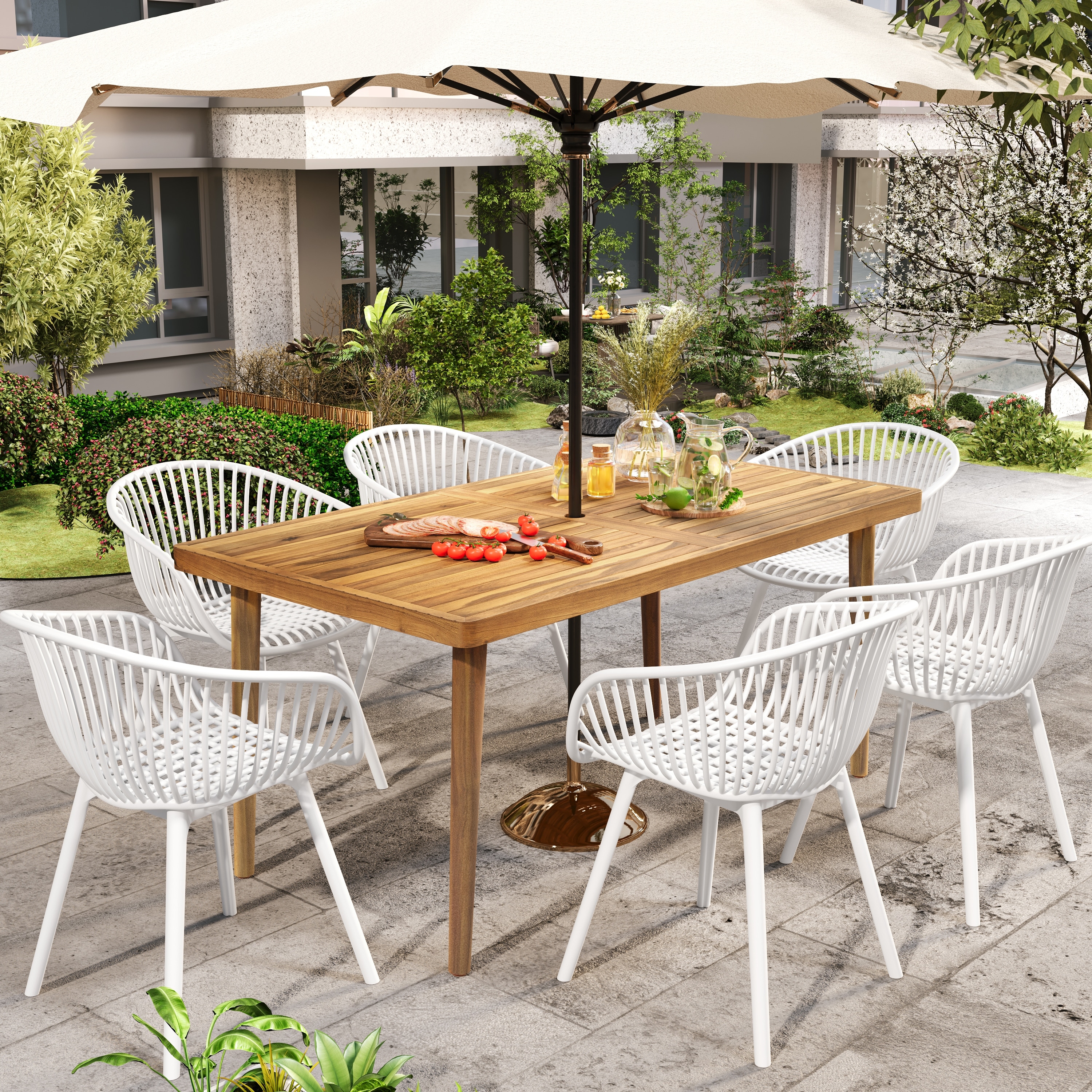 Christopher Knight Home Emerson 7 Piece Weather Resistant Outdoor Patio Dining Set On Sale Bed Bath Beyond 42403722