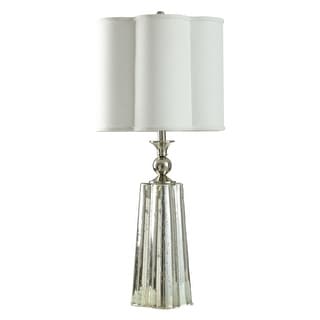 StyleCraft Bellflower Silver - Chrome Mercury Glass Table Lamp - White ...