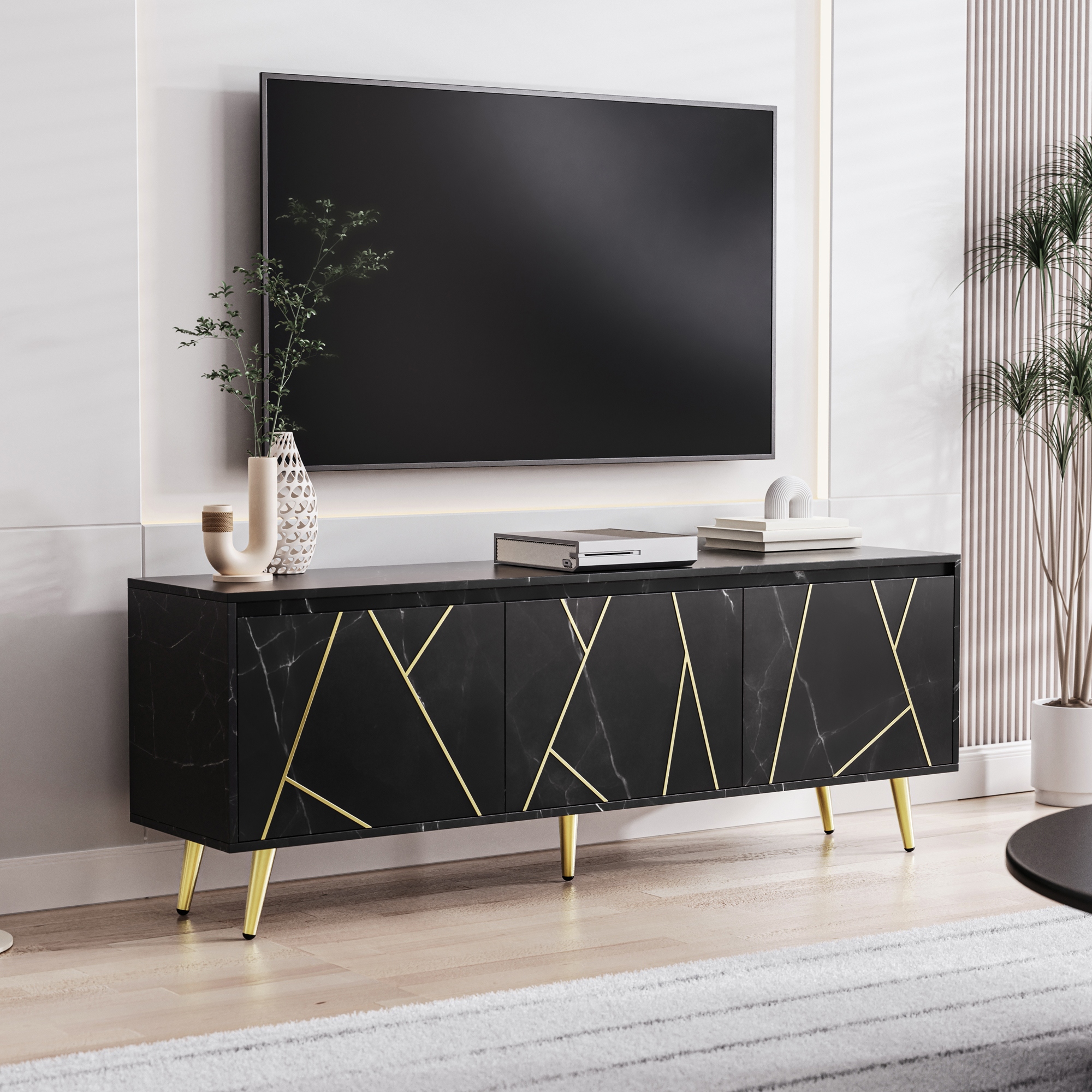 Modern TV Stand for 65 TV Media Console Table Entertainment Center with Large Storage Cabinet for Living Room Bedroom