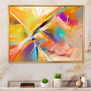 Designart "Paintbursh Sunset Waves Impression" Modern Framed Canvas ...