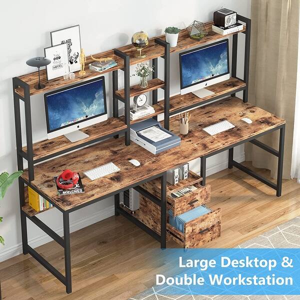 94.5 inch Double Computer Desk Two Person Desk Extra Long Office Desk ...