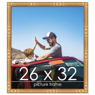 26x32 Frame Gold Bamboo Solid Wood Picture Frame with UV Acrylic, Foam ...