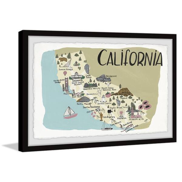 'Illustrated Map of California' Framed Painting Print - Bed Bath ...