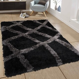 Allstar Black High Density and High Quality High End Shaggy Area Rug ...