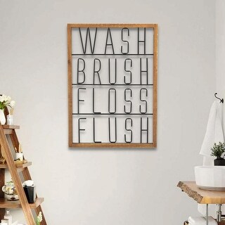 Cheungs Demia Handmade "Wash Brush Floss Flush" Wall Mount Signage - 17 ...