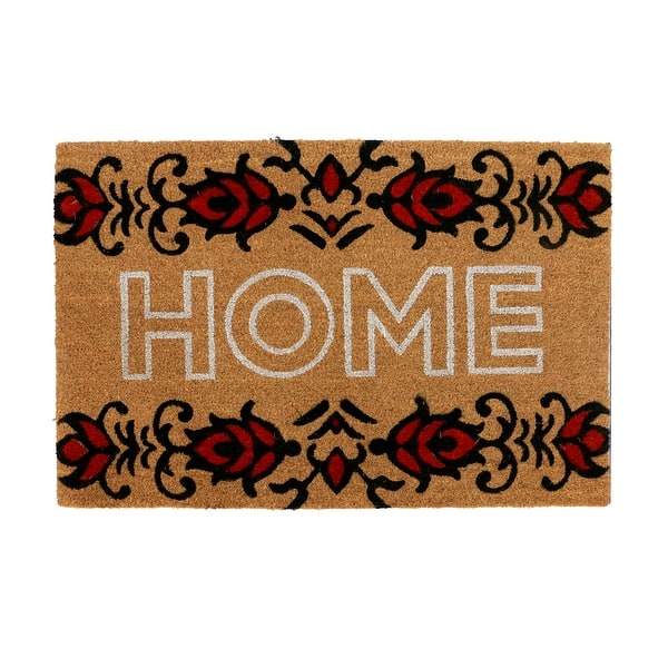 George Towne Living-OVERSIZED-24x36 Outdoor Coir Mat-Welcome Floral ...