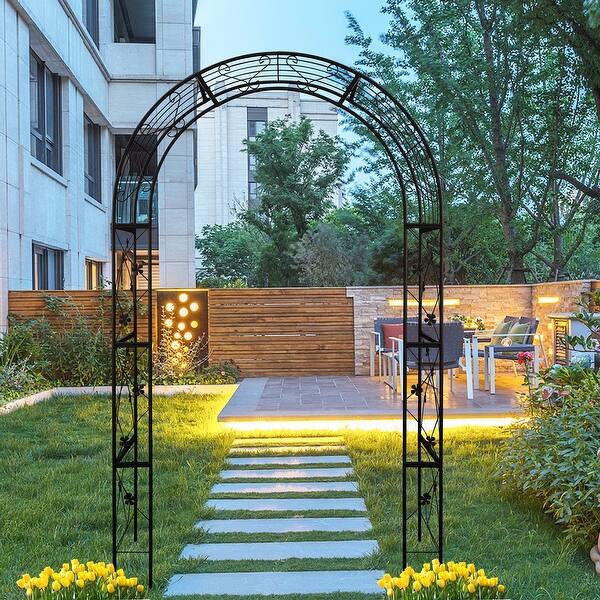 58'' x 19'' Metal Outdoor Garden Arch Trellis Climbing Plants Support ...