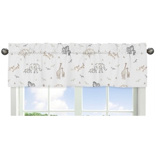 Jungle Safari Animals Window Curtain Valance Taupe Black and White ...