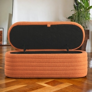 Orange Storage Ottoman Bench Upholstered Fabric Storage Bench for ...