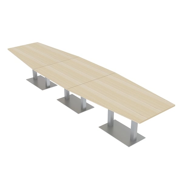 14Ft Hexagon Conference Table With Square Metal Bases Electrical Units ...