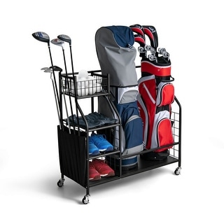 Double Golf Bag Organizer with Lockable Universal Wheels - 37.5" x 15.5 ...