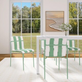 ARTCHIRLY Modern Striped Color Block Chairs With Waterproof PP Seat and ...