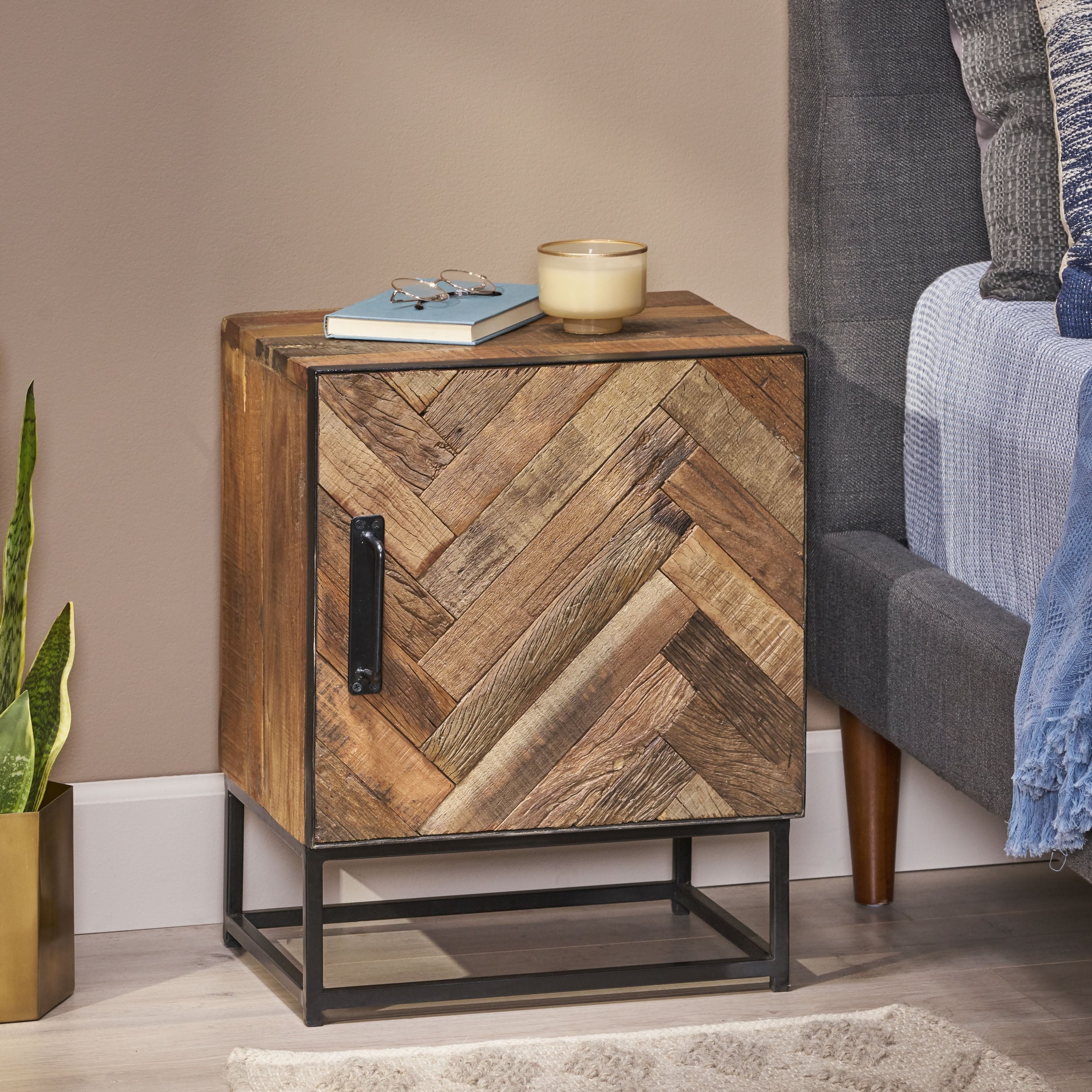 rustic bedside table