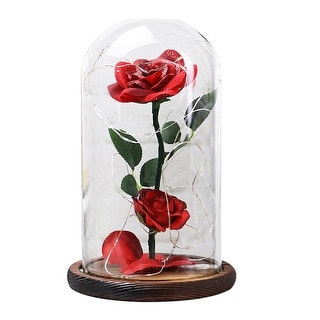Romantic Immortal Flower Micro Landscape Rose Simulation Glass Shade ...
