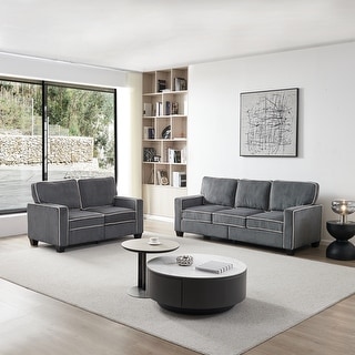 Modern Corduroy Storage Sofa Set with Internal Storage, 2 Removable ...