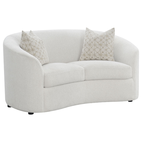 41" W Small Loveseat with Natural Rattan Arms,Upholstered Modern Mini ...