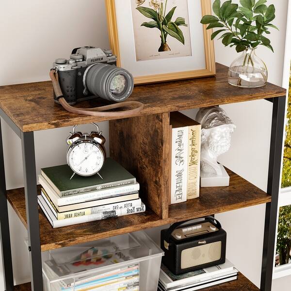 4-Tier Wooden Shelf with Drawers and Cabinet - Rustic Elegance Display ...