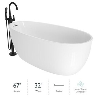Jacuzzi Signature 67" Free Standing Acrylic Soaking Tub with Matte ...