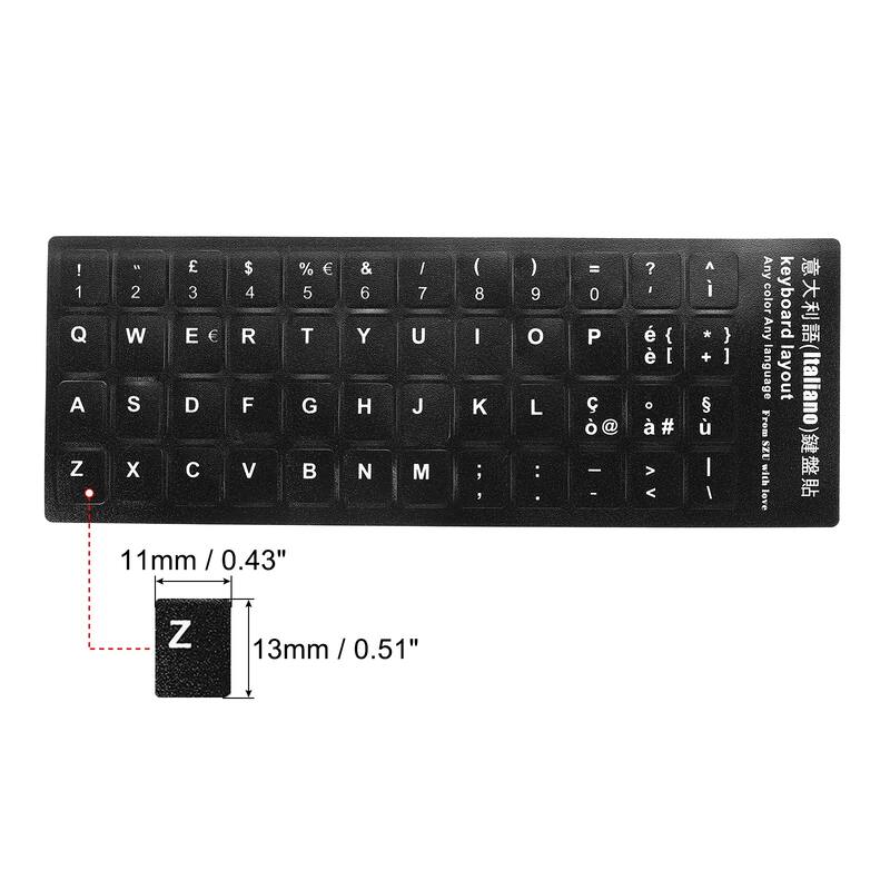 Italian Keyboard Stickers, 2Pcs Computer Cover, Black Background White ...