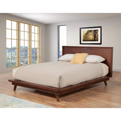 Alpine Furniture Belham Wood Platform Bed in Dark Walnut (Brown ...