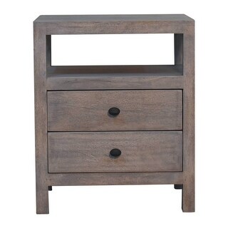 Versatile 2-Drawer Open Bedside Table with Handcrafted Charm - Bed Bath ...